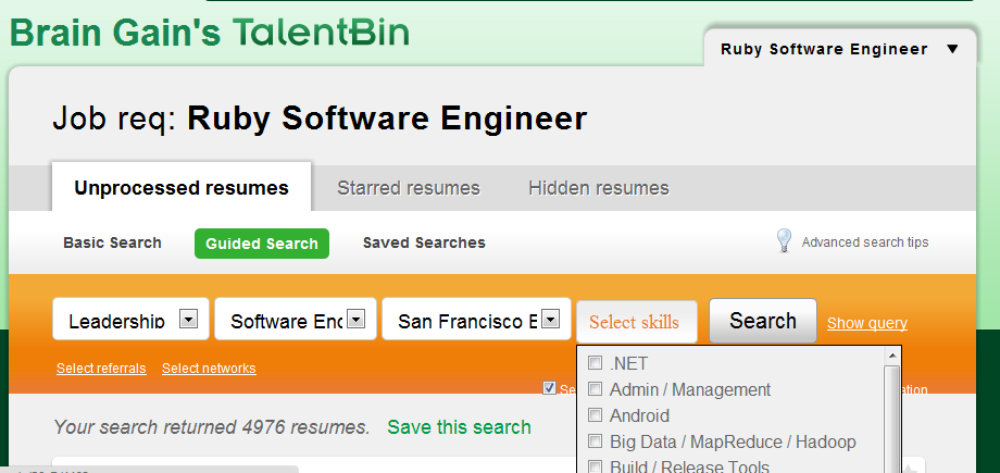 Talentbin Boolean Strings